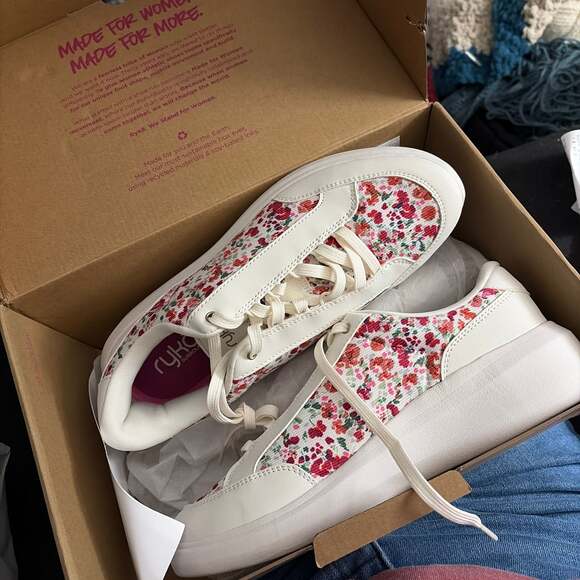 Ryka | Shoes | Ryka Womens Astrid Laceup Sneakers White Floral Surround ...
